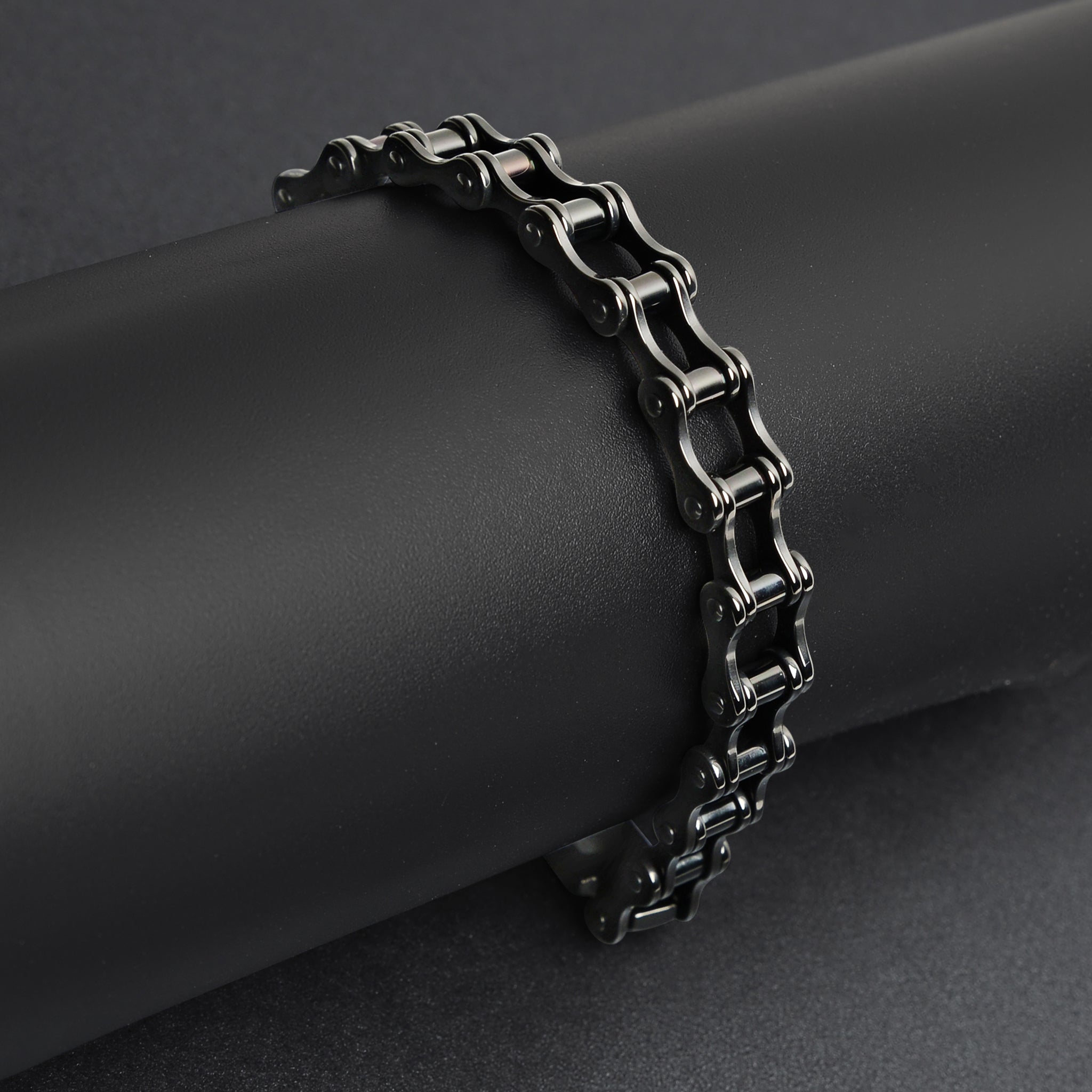 Stainless Steel Black Bike Chain Bracelet – Extreme Biker Leather