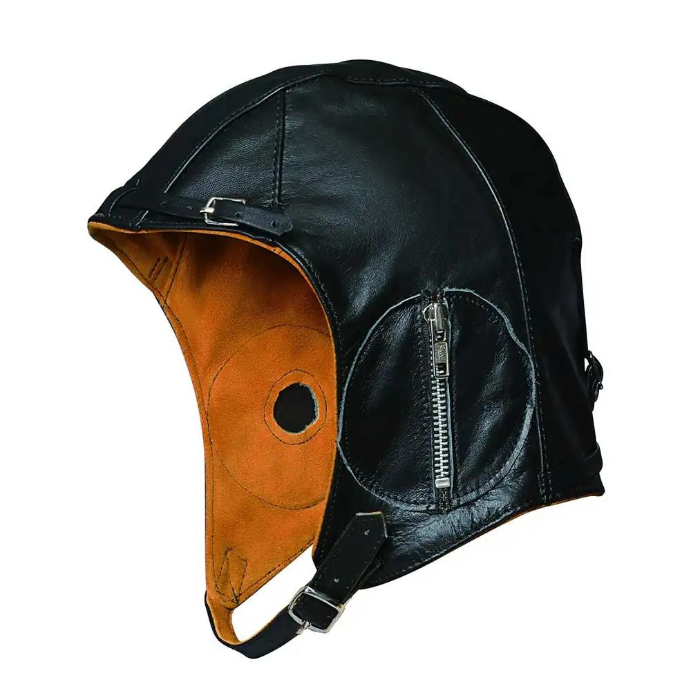 Black & Brown - Mens Premium Leather Aviator Hat – Extreme Biker Leather
