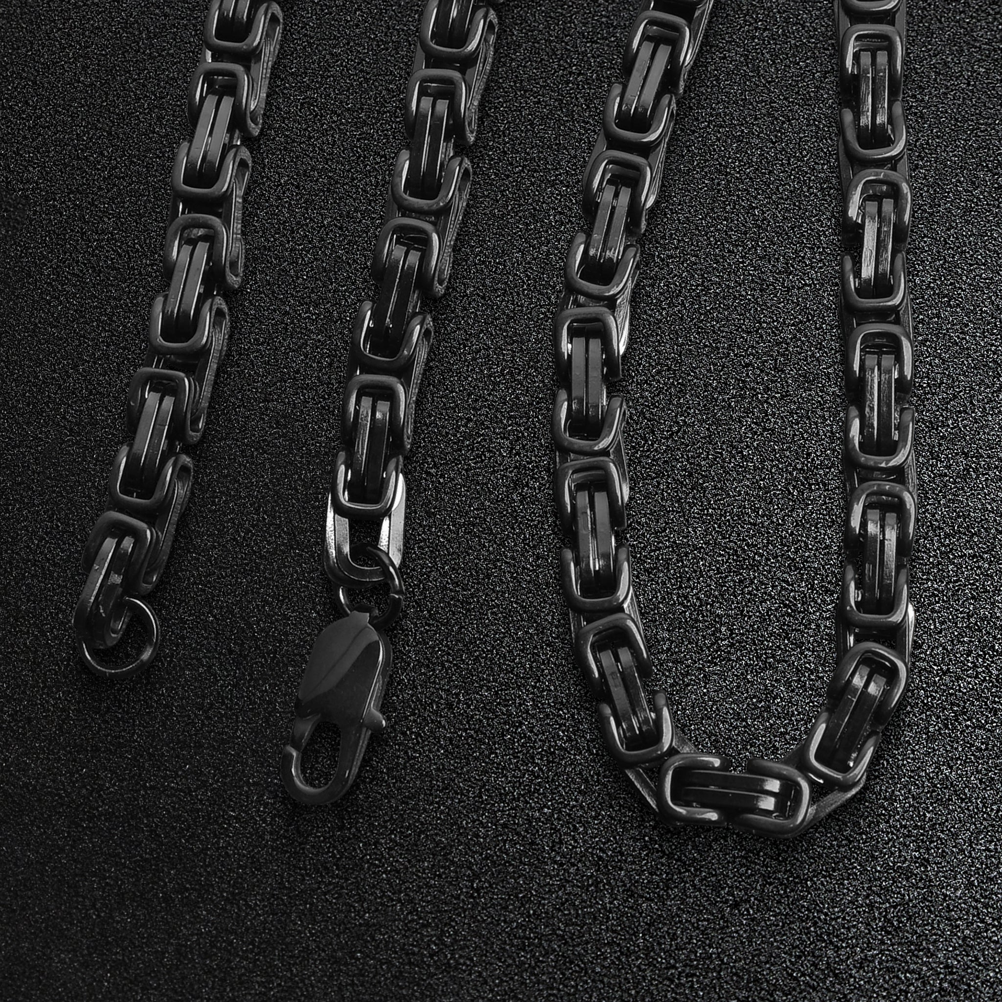 Stainless Steel Black Byzantine Chain Necklace – Extreme Biker Leather