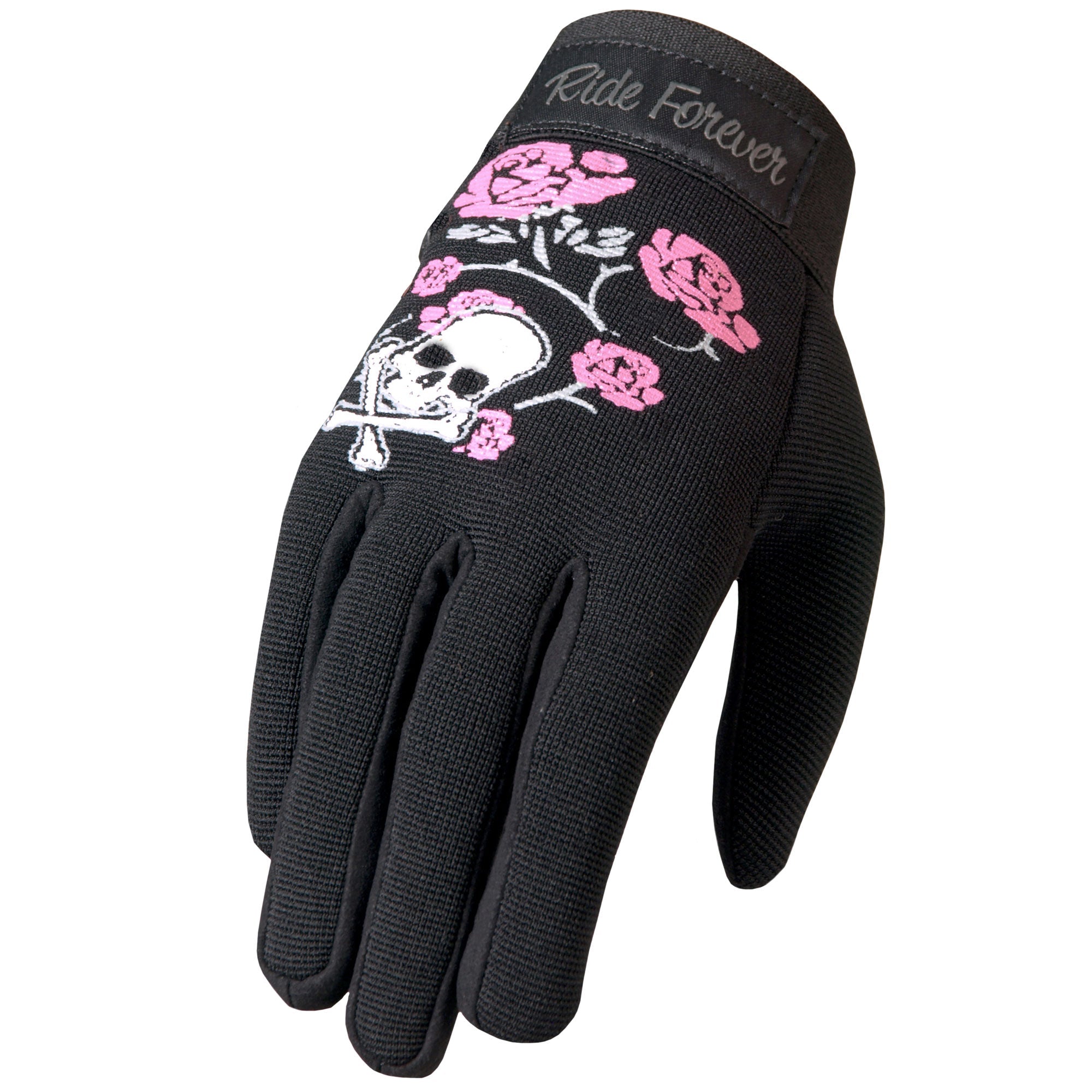 Hot Leathers GVL2005 Skull and Roses Ladies Mechanics Work Gloves ...
